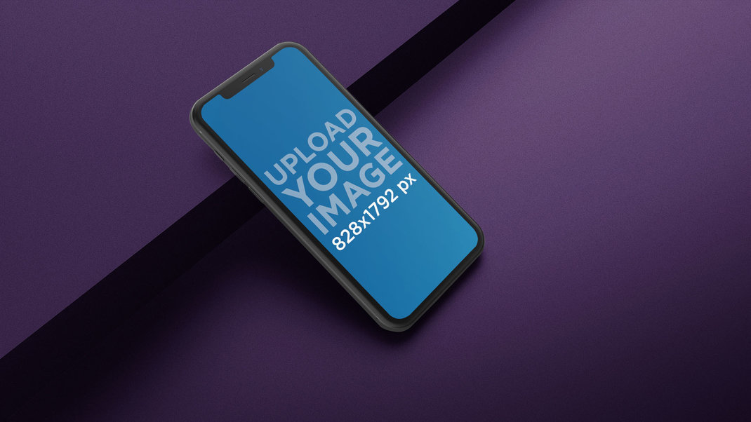 Placeit - Angled Black iPhone 11 Mockup Leaning Against a Diagonal Surface