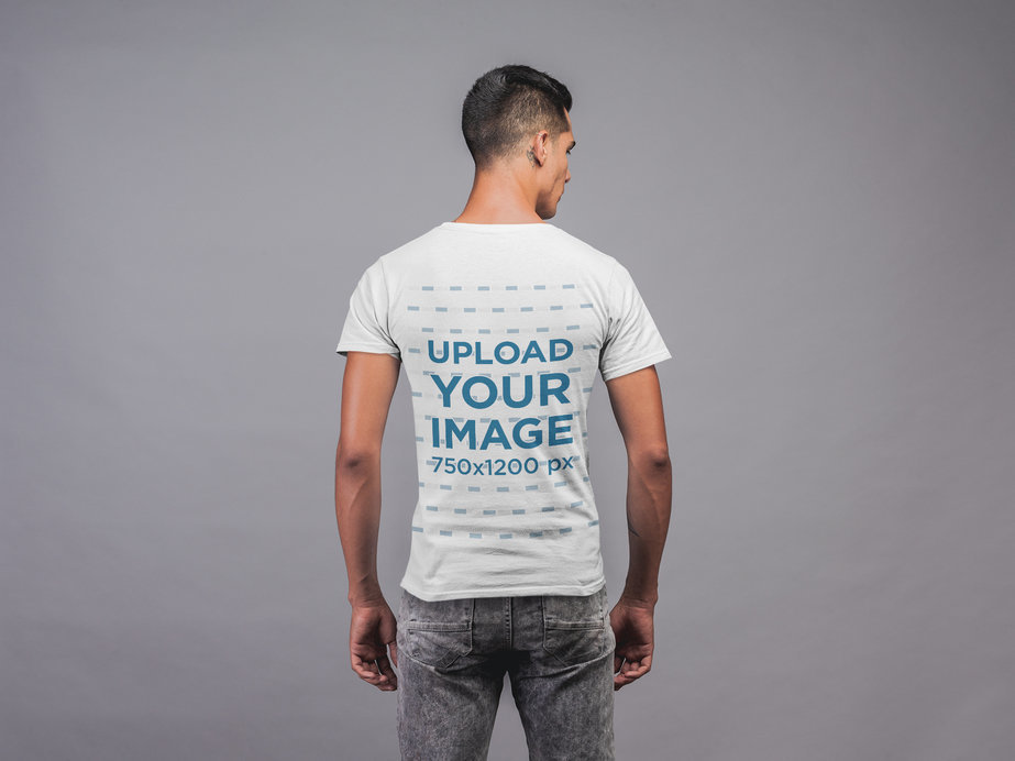 Placeit - Back View T-Shirt Mockup Featuring a Strong Man