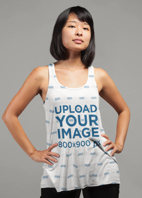 Placeit - Sublimated Tank Top Mockup of a Woman