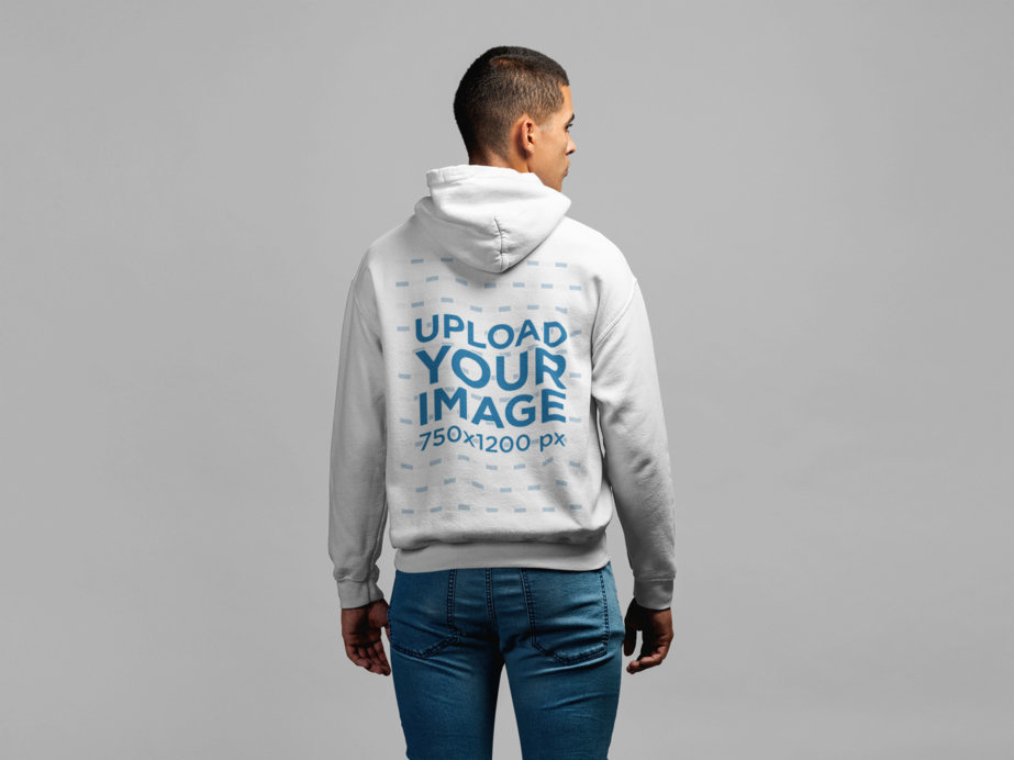 Placeit - Back View Mockup of a Man Wearing a Hoodie in a Studio