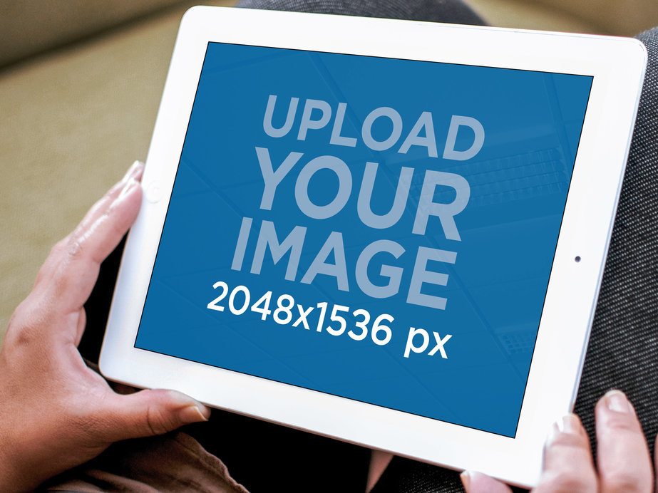 Placeit - Mockup of a Horizontal White iPad