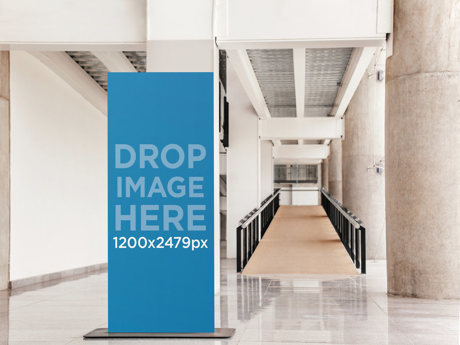 Placeit - Banner Mockup at a University Hallway