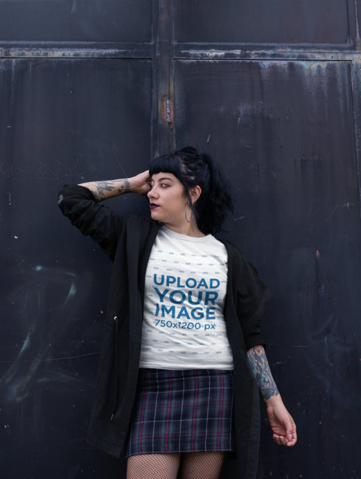 Placeit - T-Shirt Mockup of a Goth Woman
