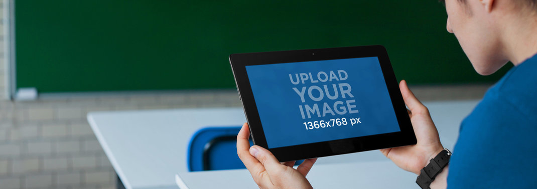 Placeit - Windows Surface Tablet Mockup at School