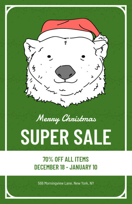 Placeit - Holiday Flyer Template with Polar Bear Graphics