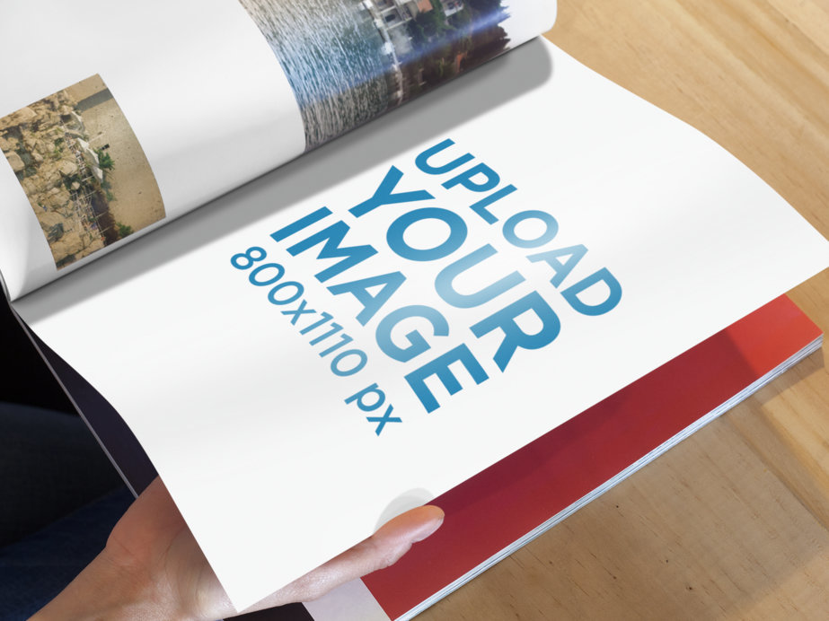 Placeit - Magazine Mockup Featuring a Man Going Through a Magazine