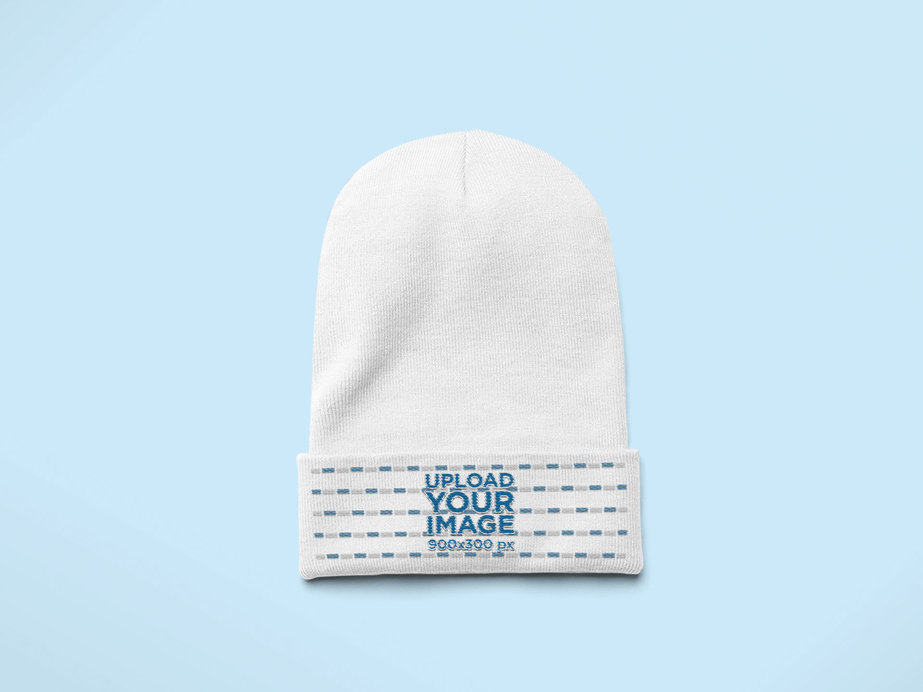 Placeit - Flat Lay Mockup of a Knit Beanie on a Solid Surface