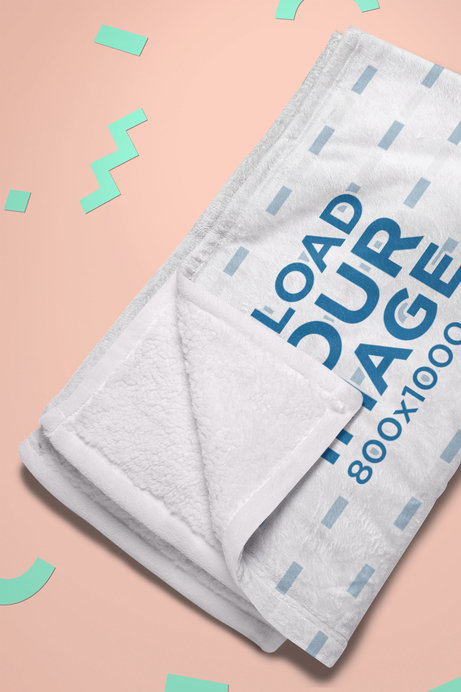 Placeit - Mockup of a Folded Fleece Blanket Surrounded by Cool Shapes