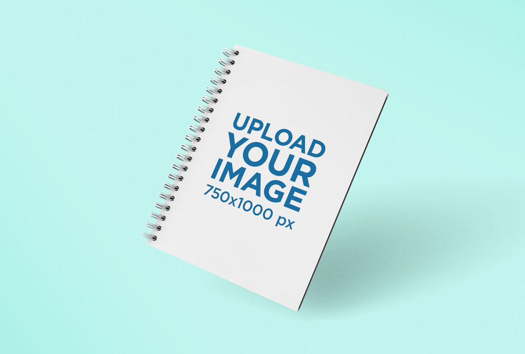 Placeit - Render Mockup of Spiral Notebook Floating Facing Front