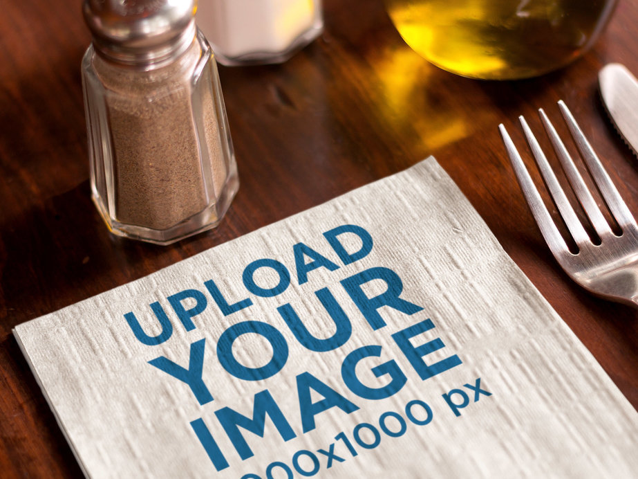 Placeit - Branding Mockup Featuring a Napkin at a Restaurant Table