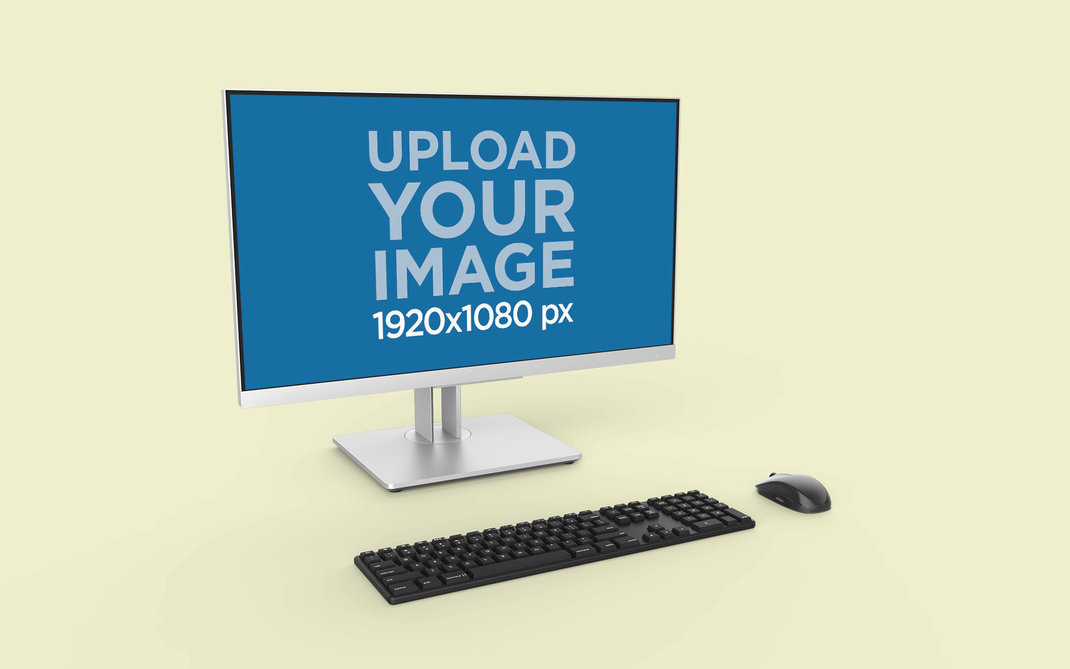 Placeit - Desktop PC Mockup in a Minimalistic Solid Color Background