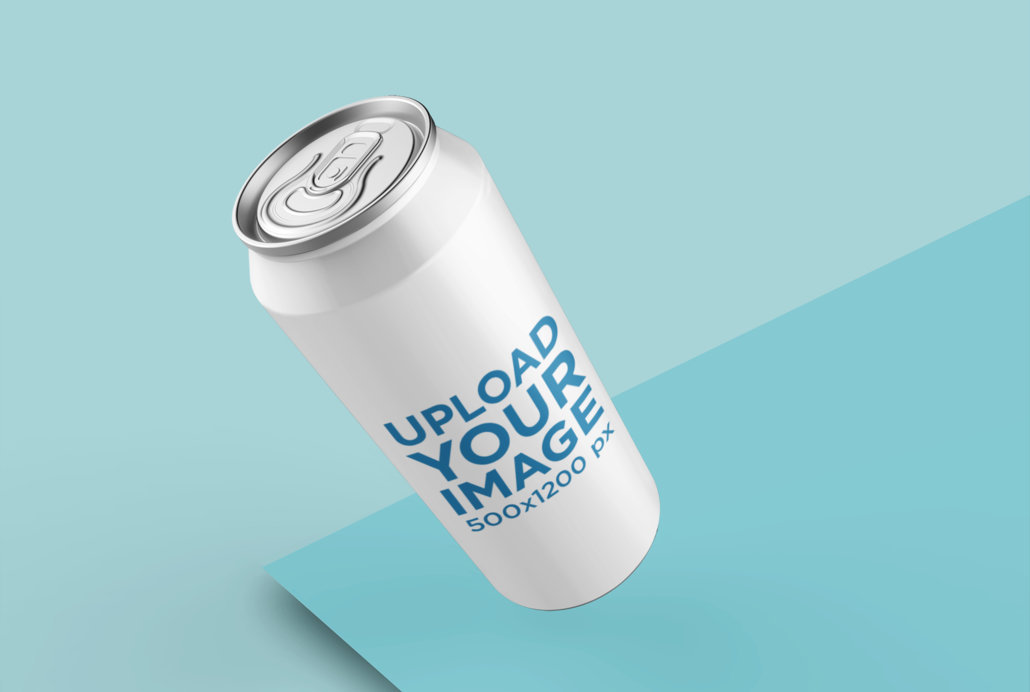Placeit - Large Can Mockup Inclining to the Left in a Bicolor Environment