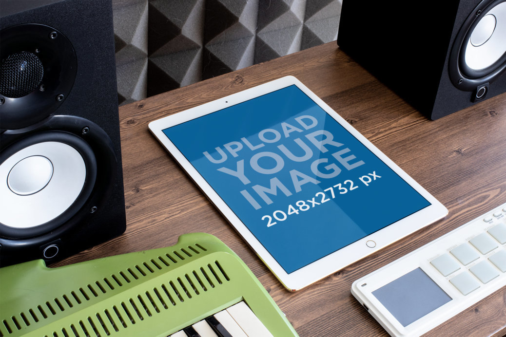 Placeit - Mockup of an iPad Pro in a Music Studio