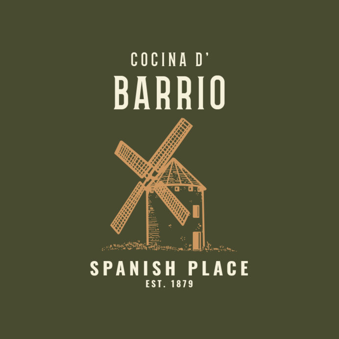 Placeit - Vintage Spanish Food Logo Maker with Windmill Graphics