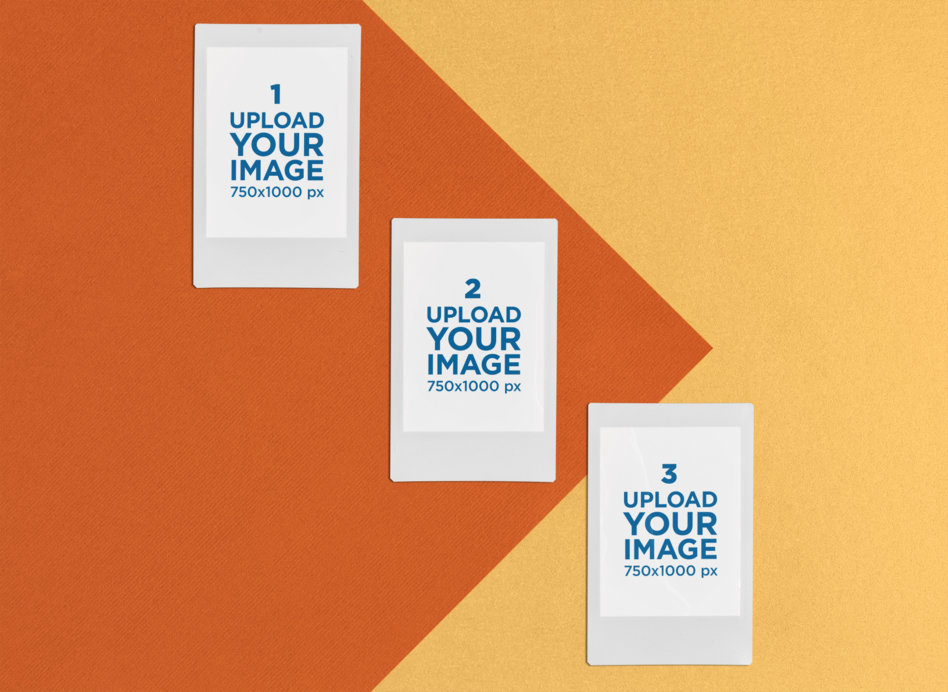 Placeit - Mockup of Three Instax Camera Photos over a Colored Background