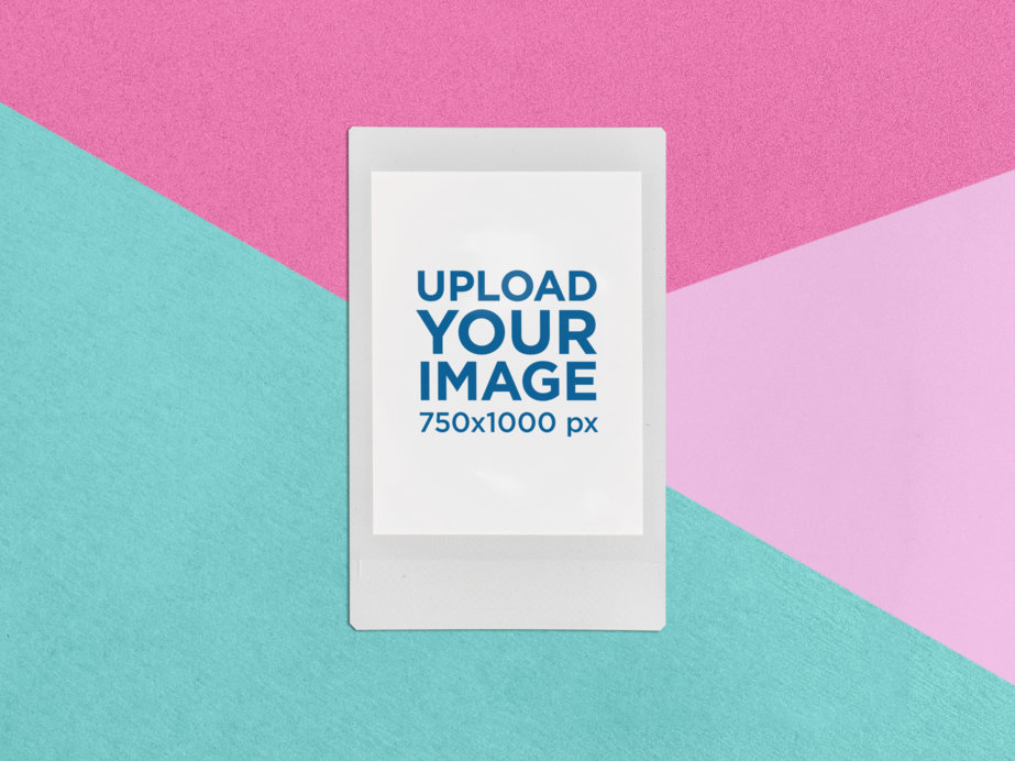 Placeit - Mockup of an Instax Frame with a Colored Geometric Background