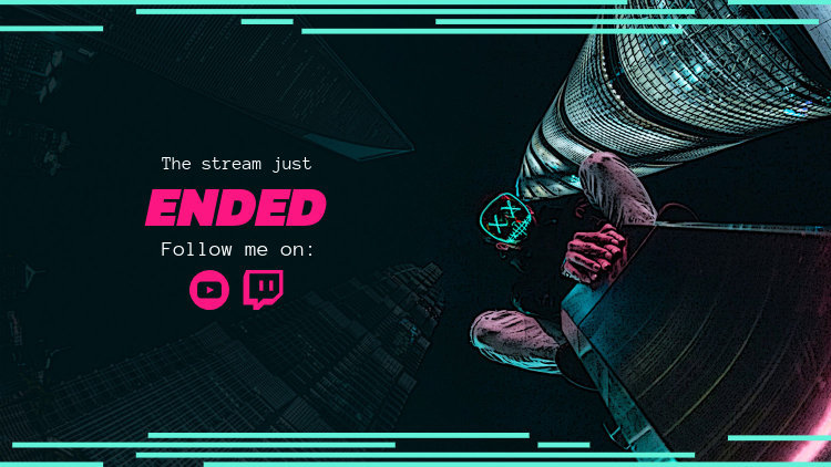 Placeit - Twitch Overlay Maker for a Stream Ended Screen with Neon Lines