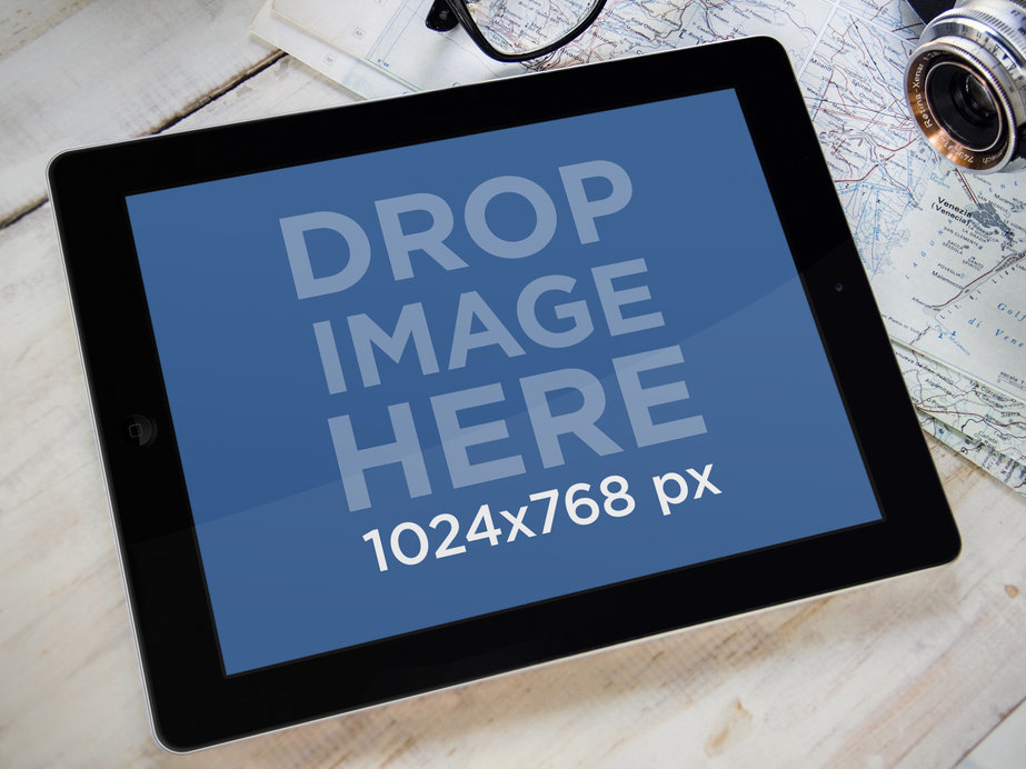 Placeit - Mockup of an iPad Placed Next to a Map