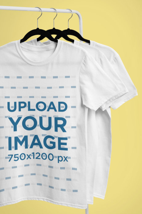 Placeit - Minimalistic Mockup of T-Shirts Hanging from a Clothing Rack