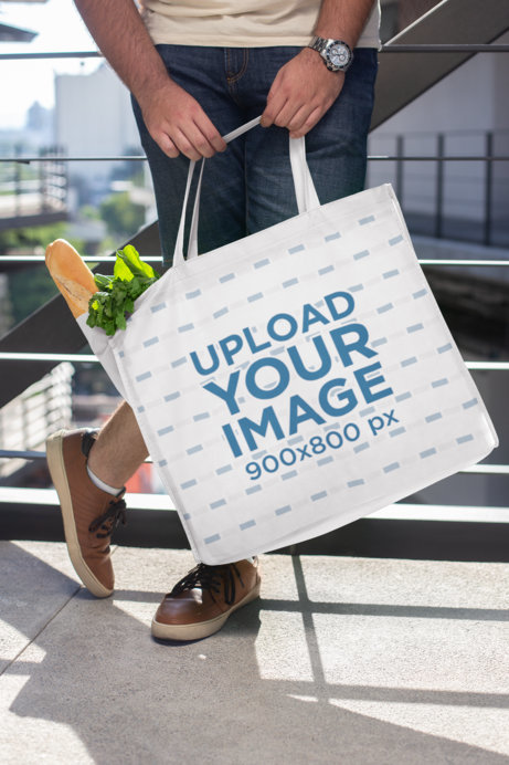 Placeit - Mockup of a Grocery Bag Filled with Food