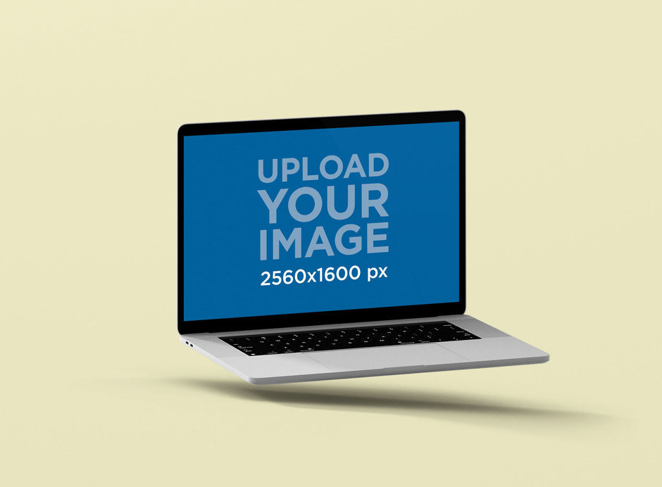 Placeit - MacBook Pro Screen Mockup Floating Inside a Minimalist Surface