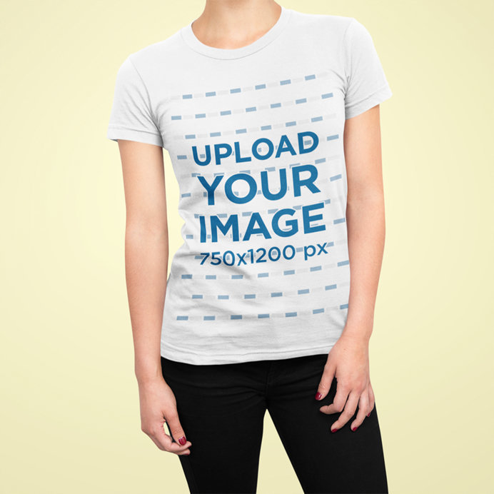 Placeit - Closeup T-Shirt Mockup of a Female Model Against a Plain ...