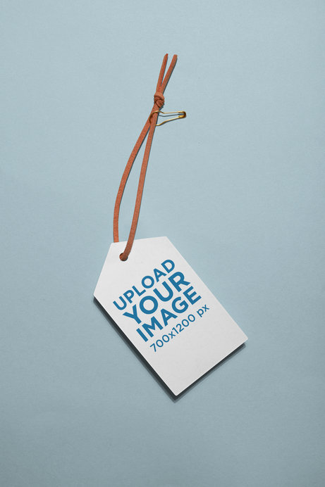 Placeit - Minimalistic Brand Tag Mockup with a Leather Lace