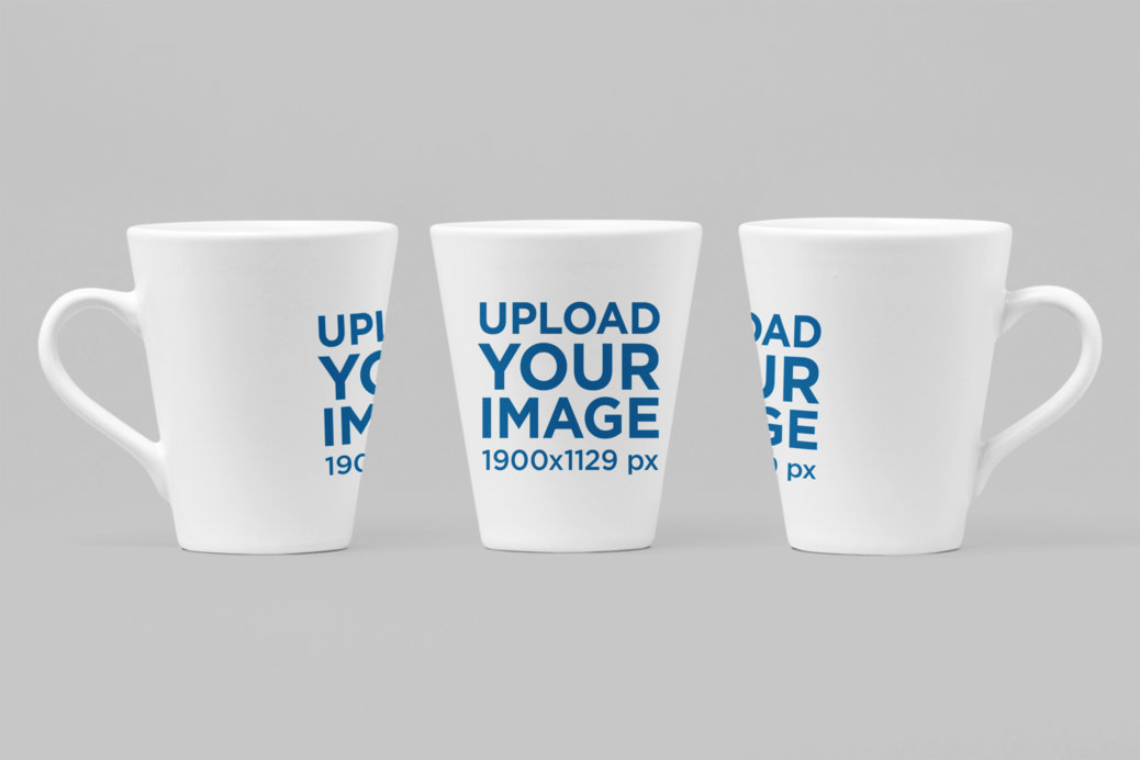 Placeit - Mockup of Three 11 oz Mugs In Different Angles Against a ...
