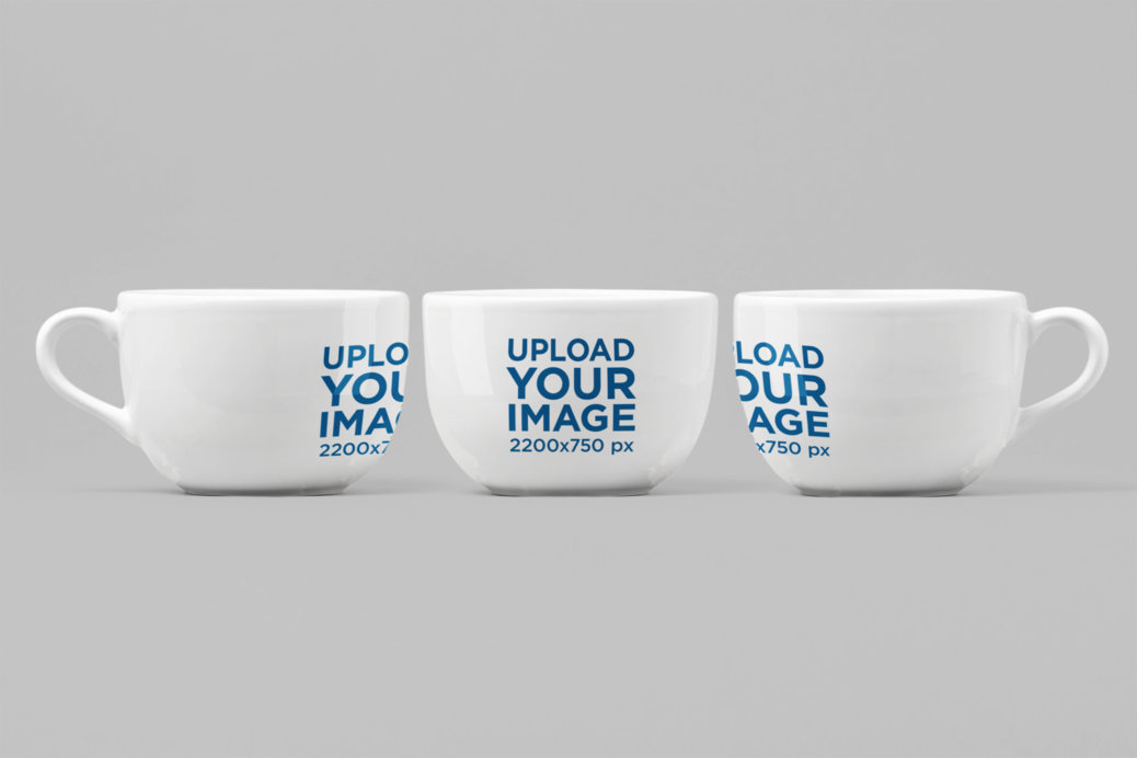 Placeit - Mockup of Three 24 Oz Mugs in Different Angles