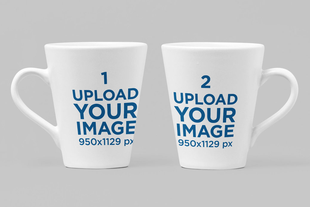 Placeit - Mockup of Two 11 Oz Mugs in Different Angles