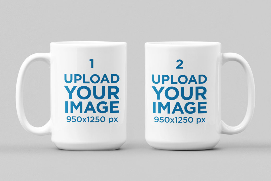 Placeit - Mockup of Two 15 oz Coffee Mugs Placed Side by Side