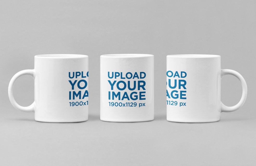 Placeit - Mockup of an 11 oz Coffee Mug from Three Different Angles