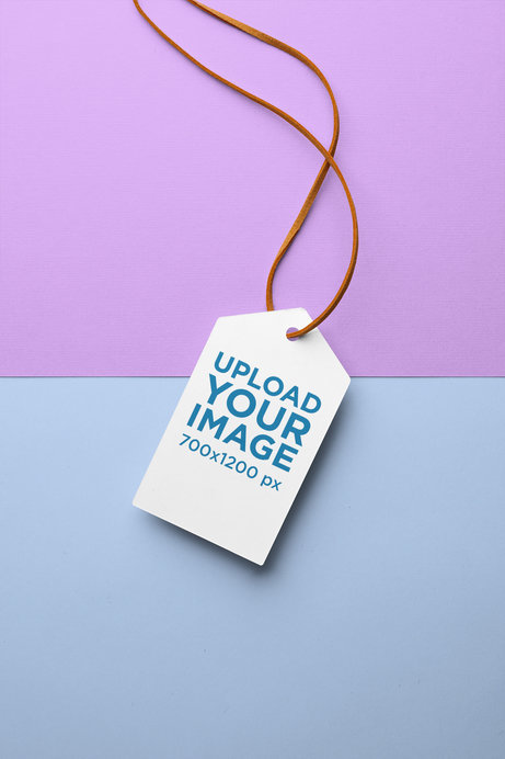 Placeit - Clothing Tag Mockup with a Two-Colored Background