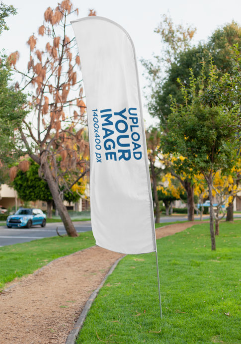 Placeit - Mockup of a Flag Banner on a Running Path
