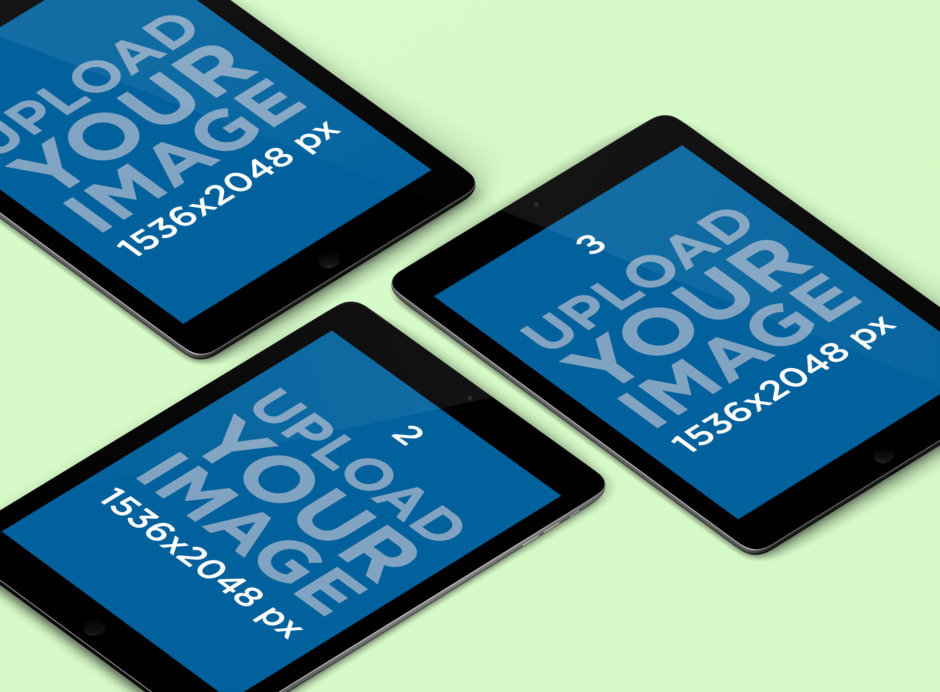 Placeit - Mockup Featuring Three iPads in Portrait Position Over a ...