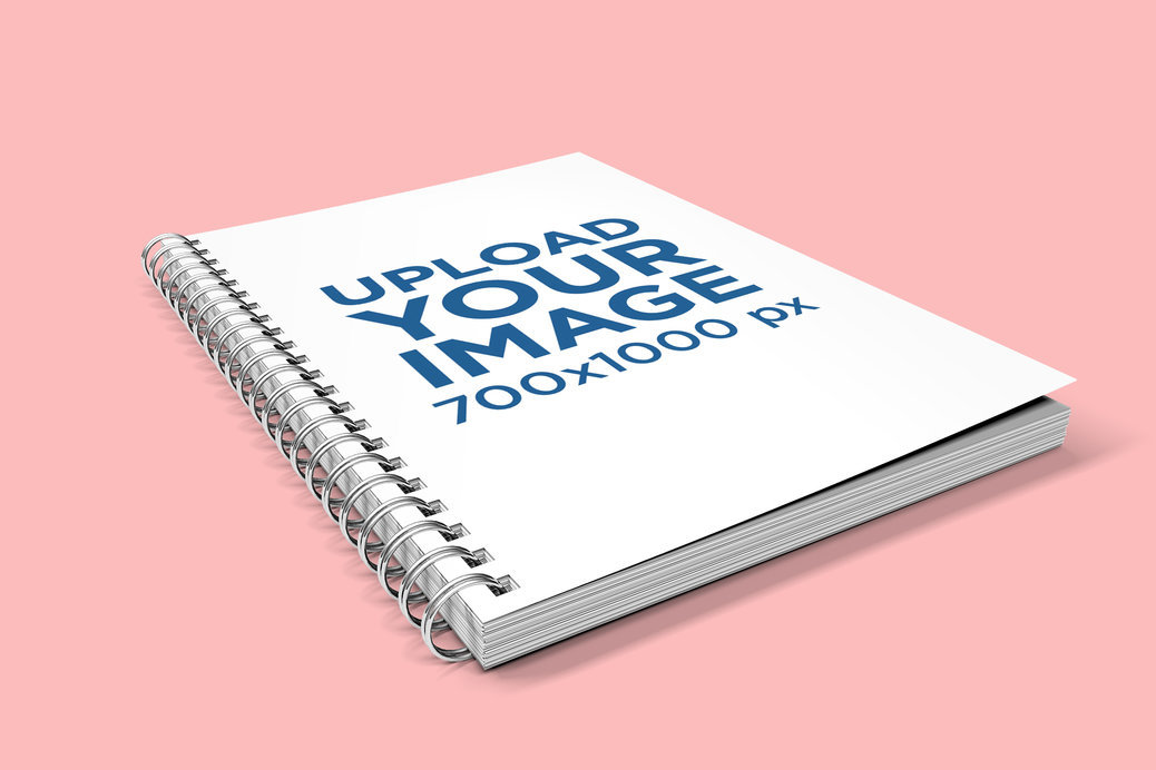 Placeit - A5 Spiral Notebook Mockup with a Customizable Backdrop