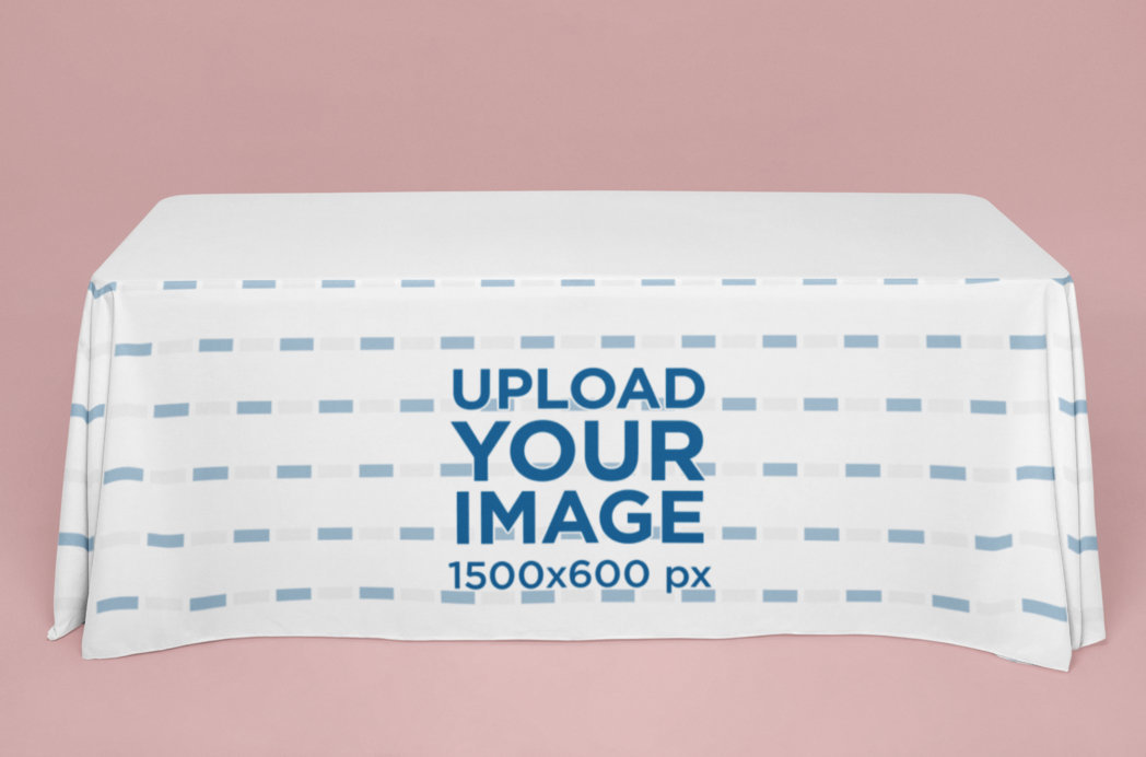 Placeit - Exhibition Tablecloth Mockup of a Rectangular Table in a Studio