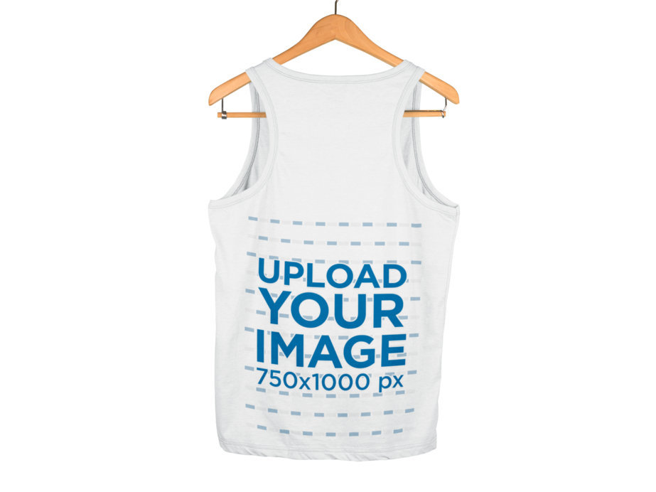 Placeit - Mockup of the Back of a Tank Top Hanging Over a Flat Backdrop