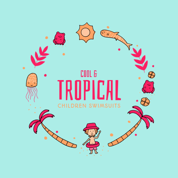 Placeit - Tropical-Themed Logo Design Maker for Children Clothing Brand