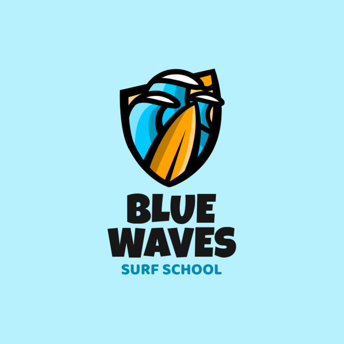 Placeit - Surfing Logo Template Featuring Green Waves Clipart