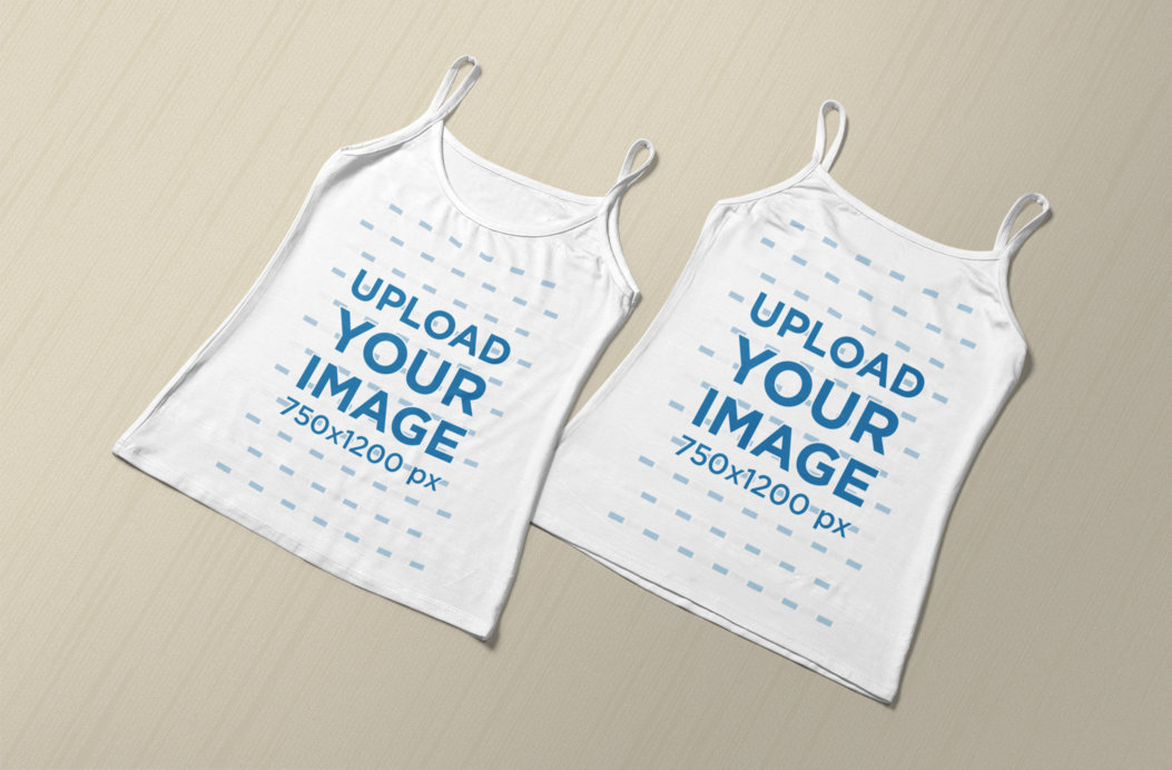Placeit - Mockup of Two Tank Tops Placed over a Minimalist Background