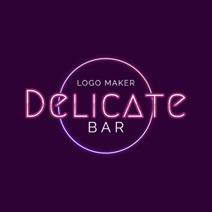 Placeit - Elegant Bar Logo Maker with Neon Lights Art