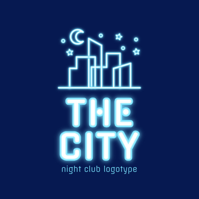 Placeit - Neon Nightclub Logo Creator Featuring a Nocturnal City Skyline