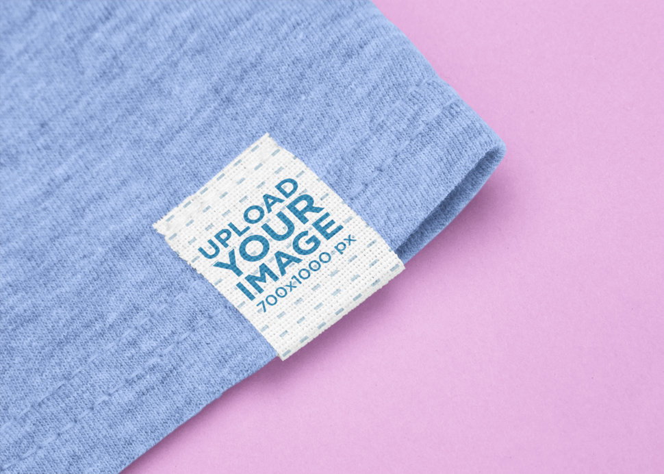 Placeit - Clothing Label Mockup Featuring a Solid Color Background