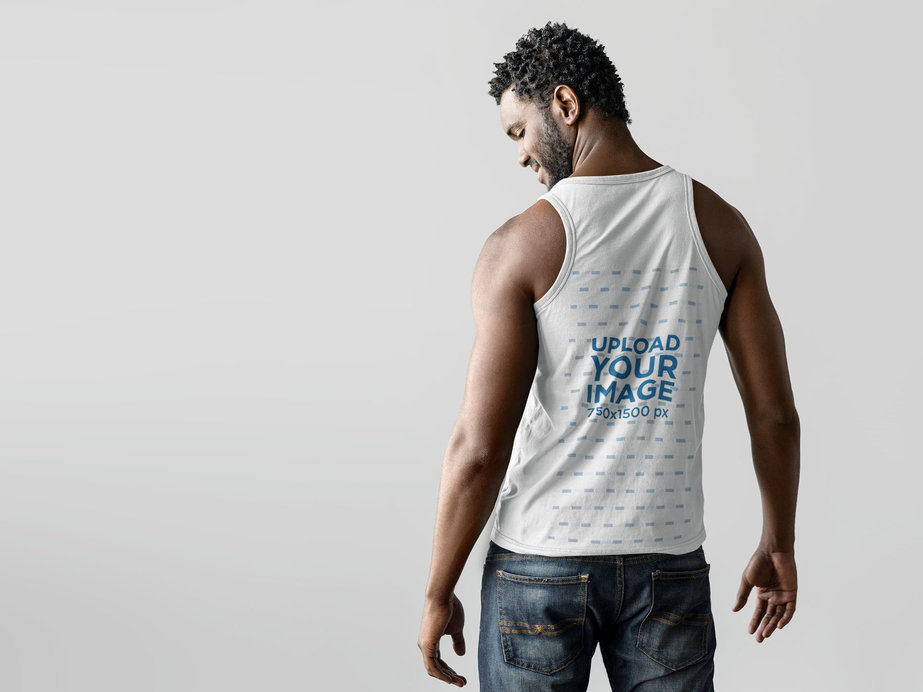 Placeit - Back of a Man Wearing a Heathered Tank Top Mockup