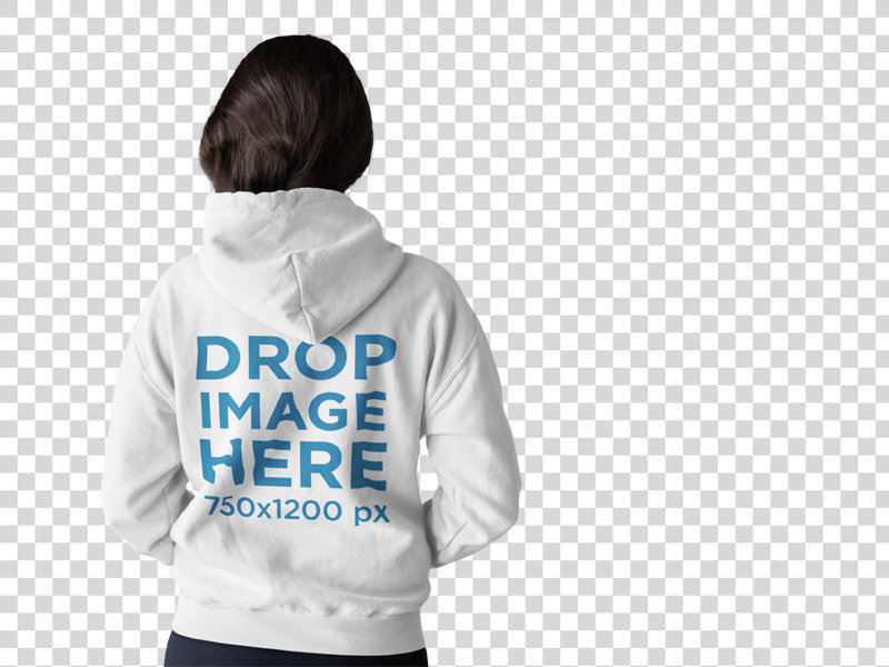 Placeit - Back of a Woman Wearing a Pullover Hoodie Template Standing ...