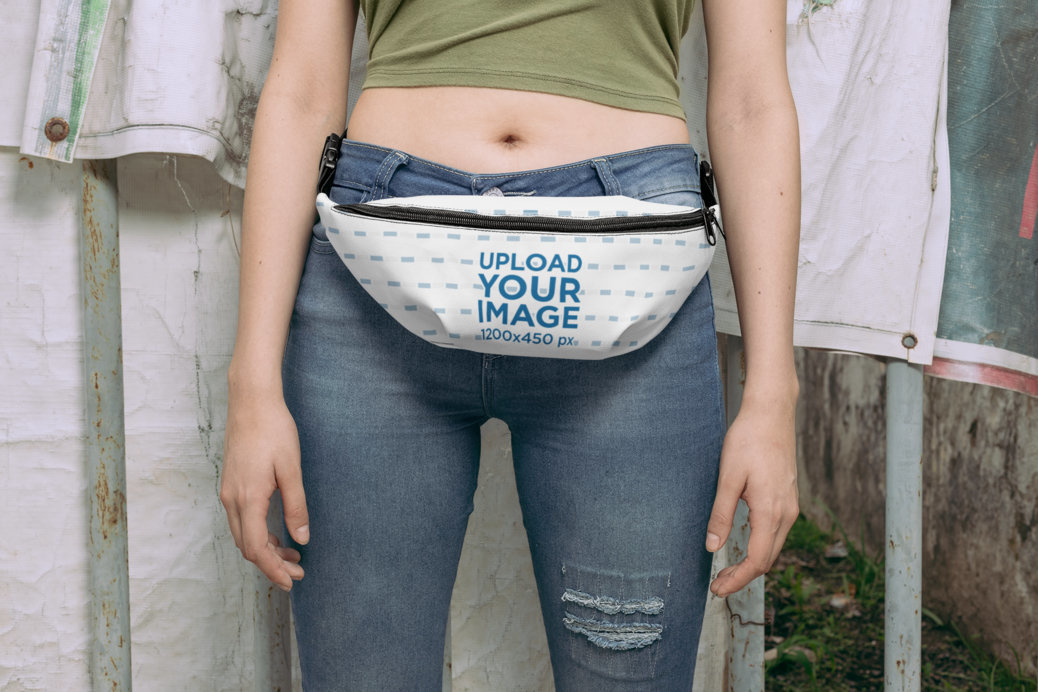 Placeit - Fanny Pack Mockup Featuring a Woman Showing Her Belly