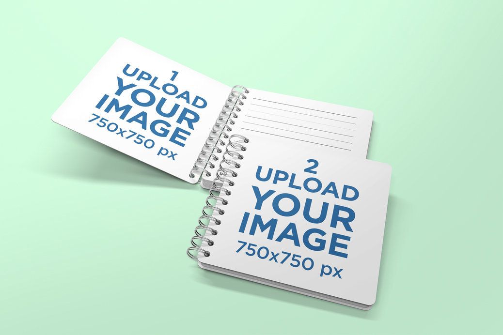 Placeit - Mockup Featuring an Opened and a Closed Spiral Notebook ...