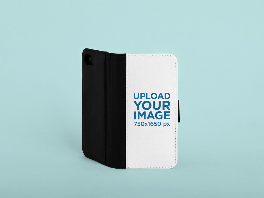 Placeit - Mockup of an Opened Wallet Case for an iPhone 8 in a Studio