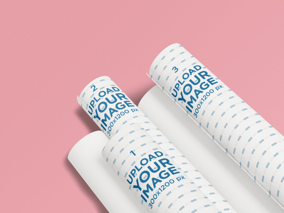 Placeit - Mockup of Five Rolled-Up Wrapping Paper with a Minimalistic ...